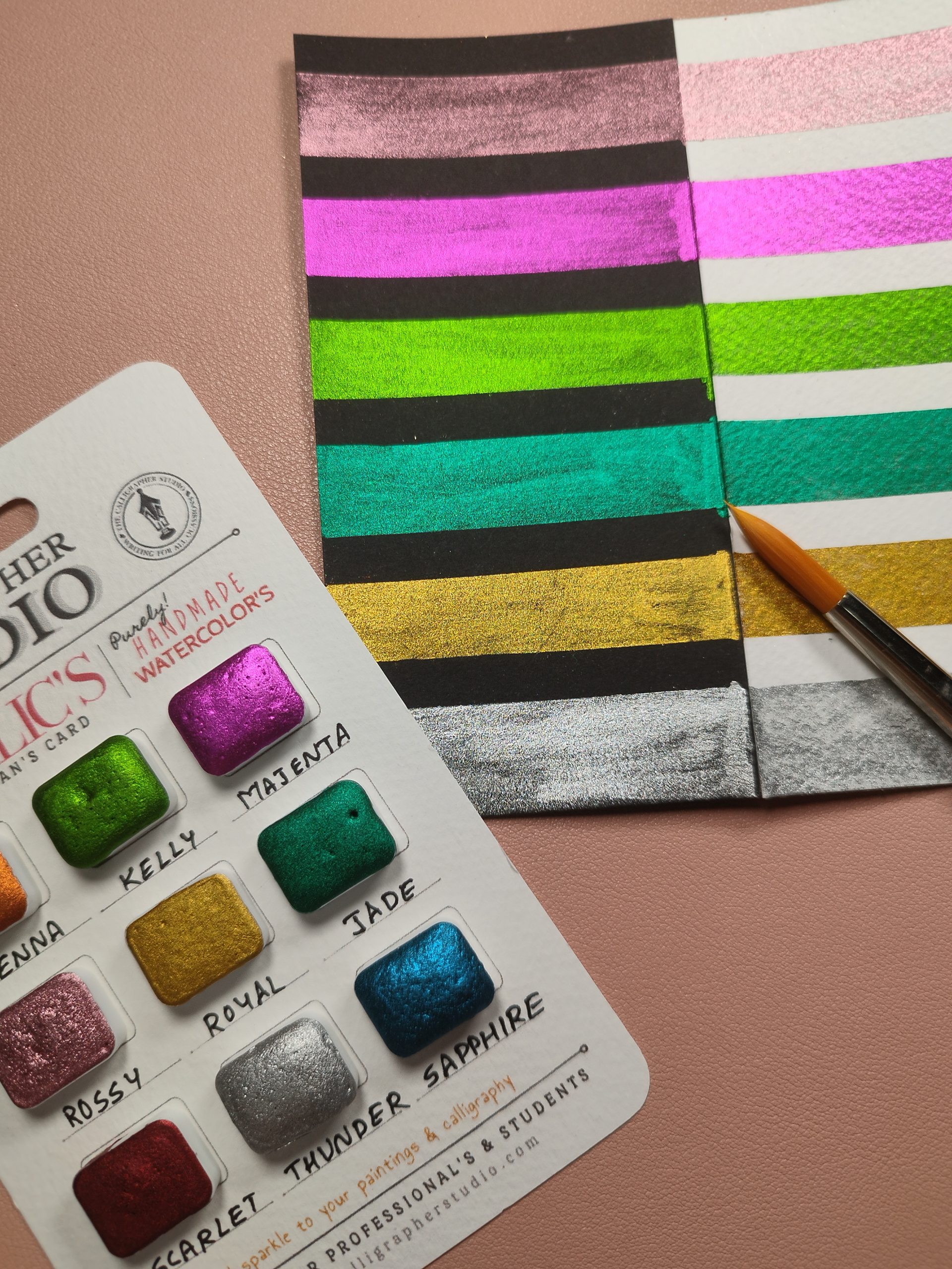 Sample Card- 9 Quarter Pans Watercolours Metallic Chrome - The ...